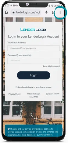 How to Save LenderLogix on Your Phone's Home Screen